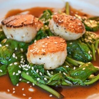 Seared Asian Scallops with Spinach - Jersey Girl Cooks