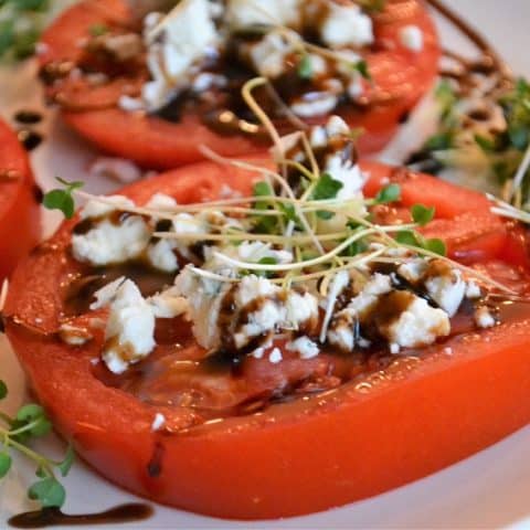 Blue Cheese Tomato Recipe with Microgreens - Jersey Girl Cooks