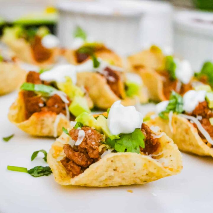 Mini Taco Bowls - Best Easy Beef Appetizer! - Jersey Girl Cooks