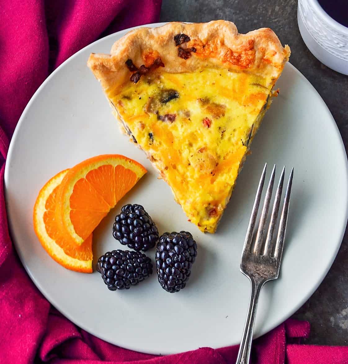 Mushroom and Bacon Breakfast Quiche - Jersey Girl Cooks
