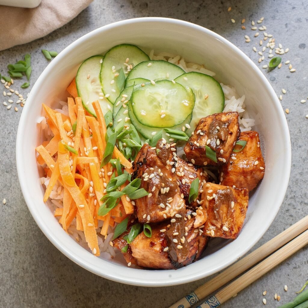 Easy Salmon Rice Bowl Recipe - Jersey Girl Cooks